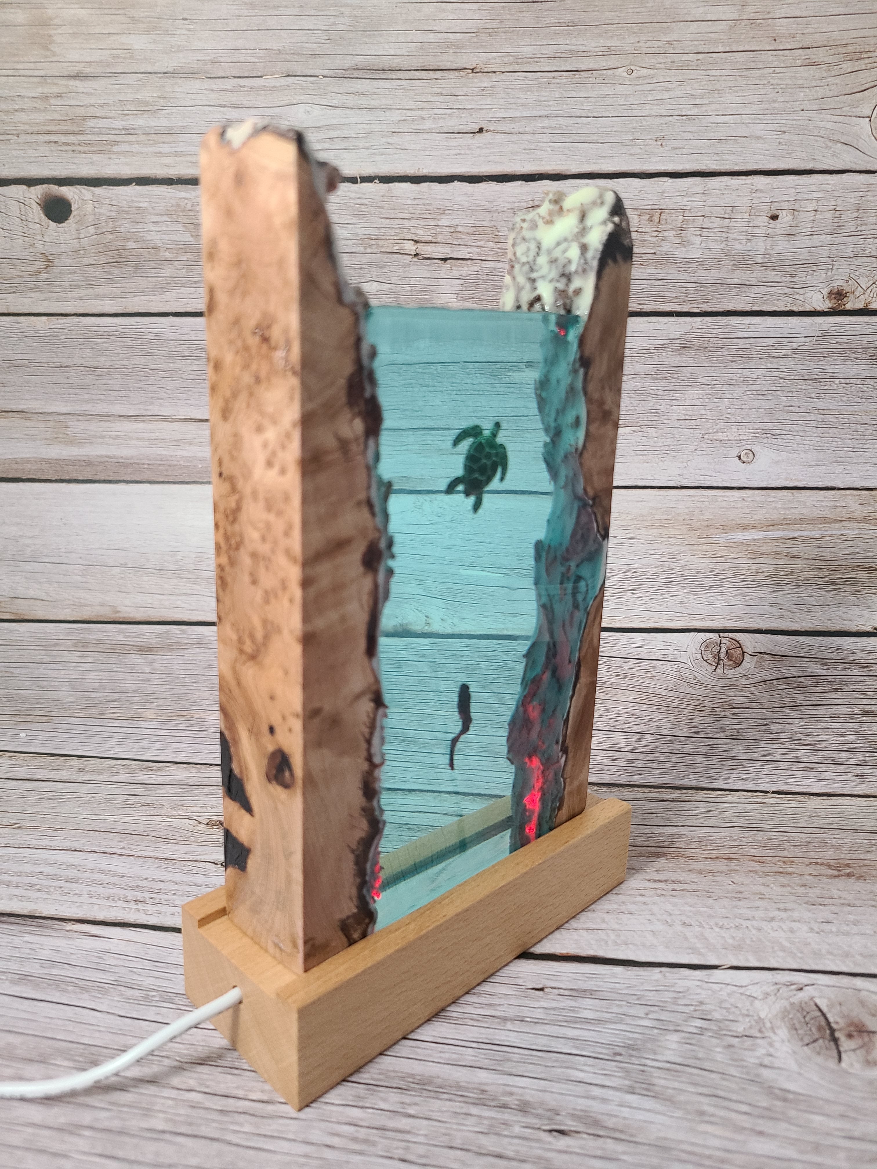 Submarine Cave Lamp Scuba Diver Lamp Sea Turtle Night Light Lamp